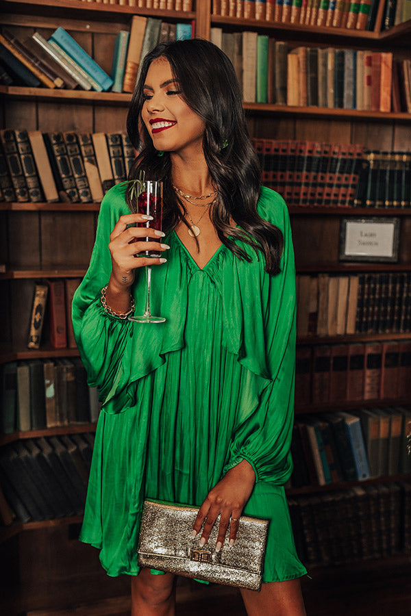 Impeccably Dressed Satin Dress In Kelly Green • Impressions Online Boutique