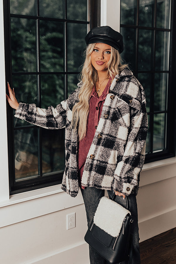 Cozy Atmosphere Sherpa Jacket In Charcoal – Impressions Online Boutique