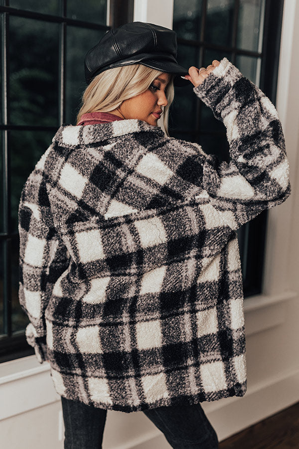 Cozy Atmosphere Sherpa Jacket In Charcoal – Impressions Online Boutique