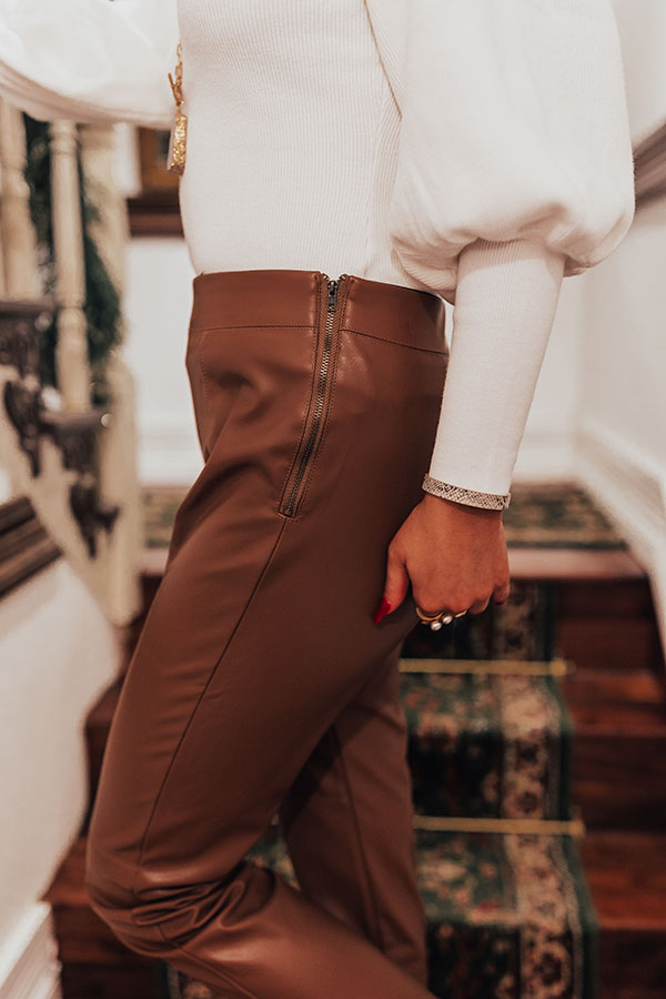 The Rialto Faux Leather Pants In Camel • Impressions Online Boutique