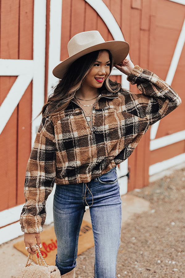 Craving Coffee Plaid Pullover • Impressions Online Boutique