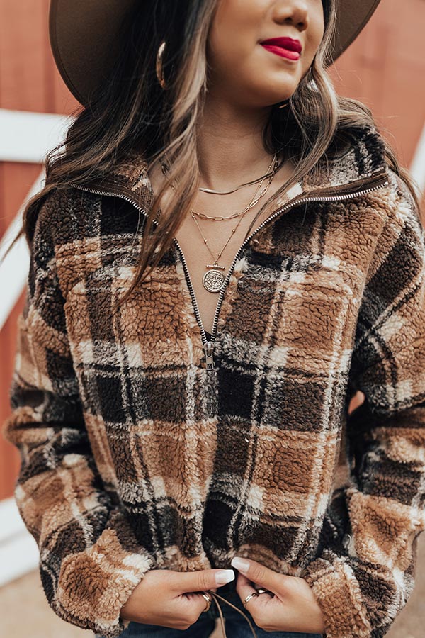 Craving Coffee Plaid Pullover • Impressions Online Boutique