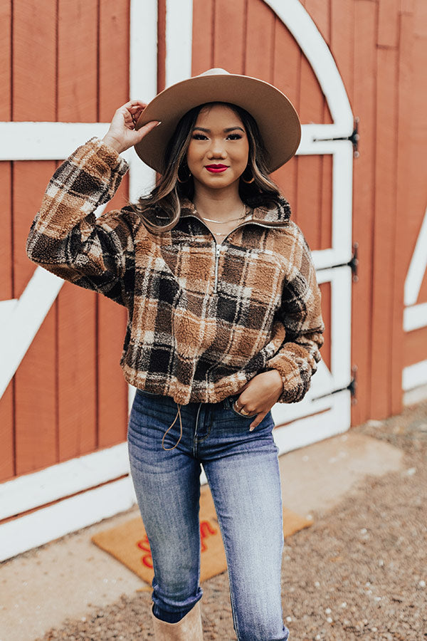 Craving Coffee Plaid Pullover • Impressions Online Boutique