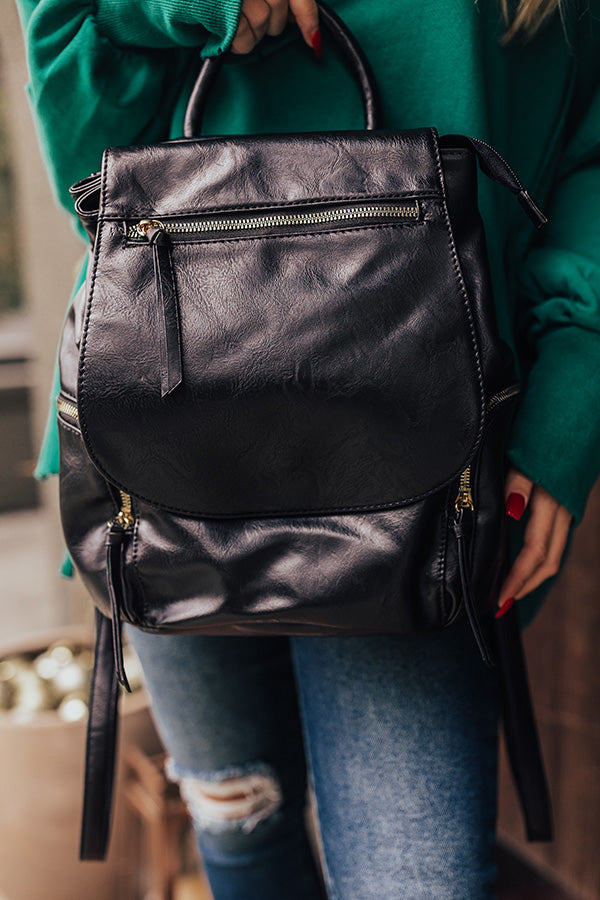 Changing Places Faux Leather Backpack In Black • Impressions Online ...