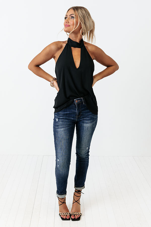 Crowded Affair Halter Shift Top in Black • Impressions Online Boutique