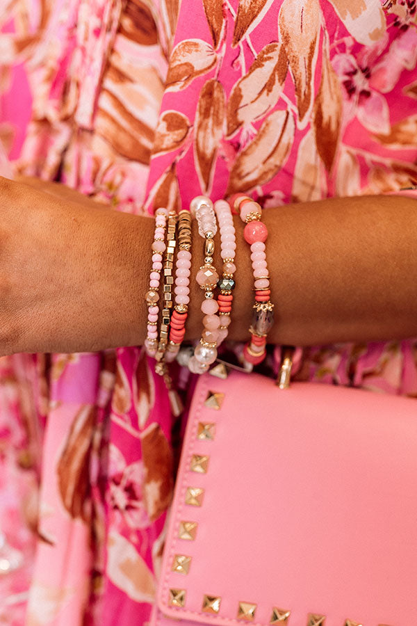 Feeling Good Semi Precious Bracelet Set In Pink • Impressions Online ...