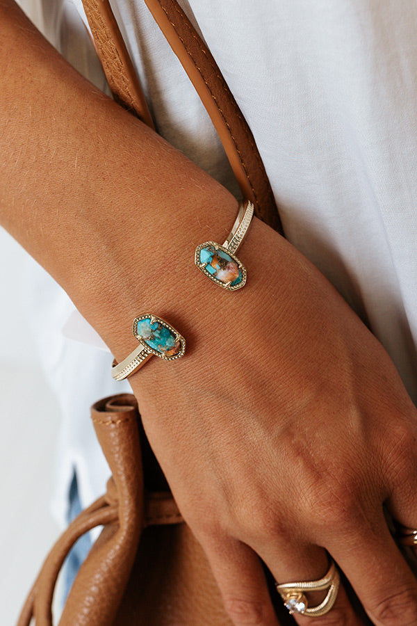 Kendra Scott Elton Gold Cuff Bracelet in Bronze Veined Turquoise Magne • Impressions Online Boutique
