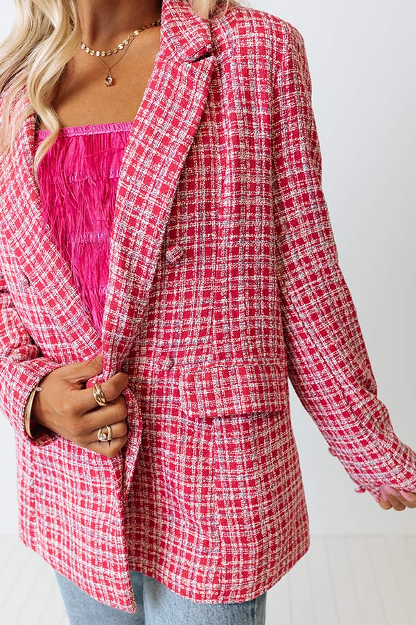 Out In NYC Tweed Blazer In Hot Pink • Impressions Online Boutique