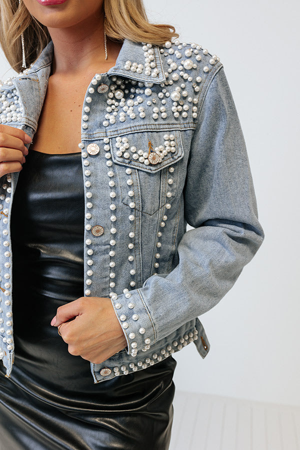 The Rhys Embellished Denim Jacket In Light Wash • Impressions Online ...