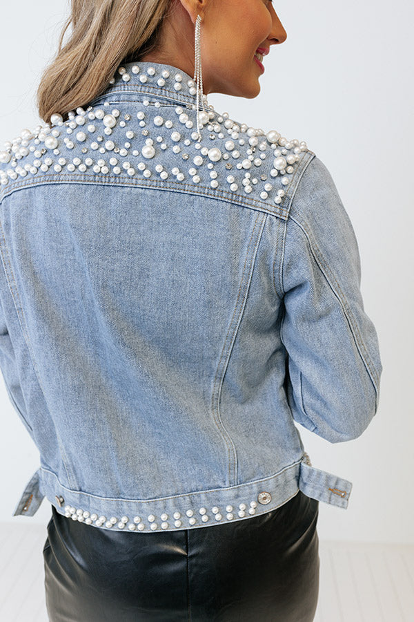 The Rhys Embellished Denim Jacket In Light Wash – Impressions Online ...