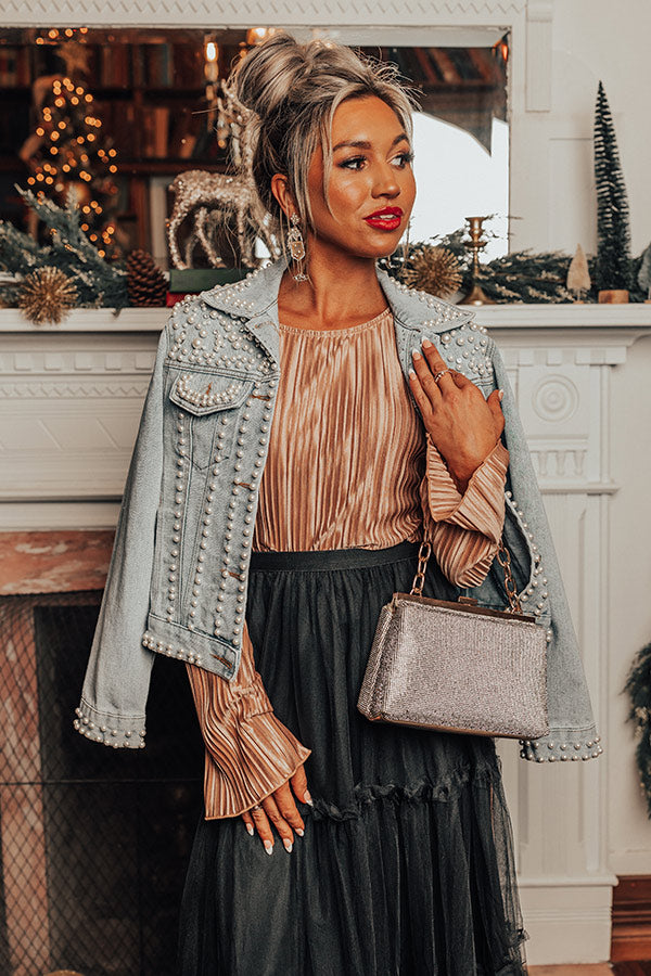 The Rhys Embellished Denim Jacket In Light Wash – Impressions Online ...