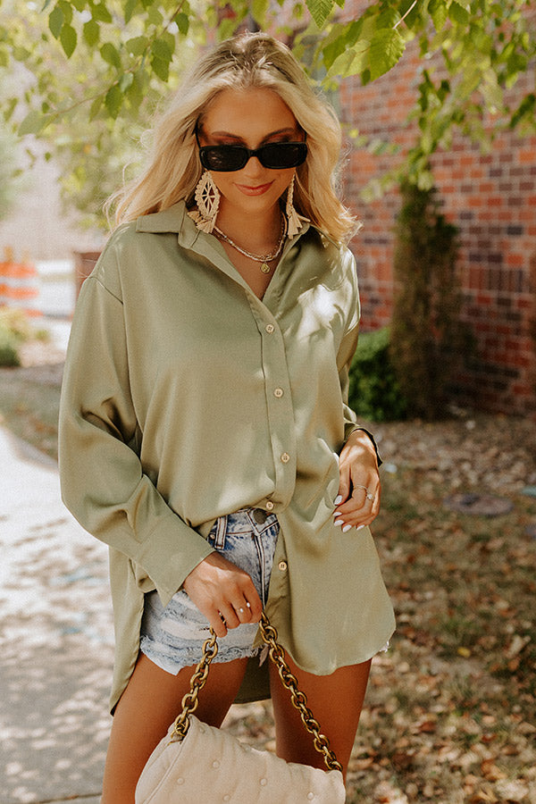 Simply Charmed Button Up Top In Sage • Impressions Online Boutique