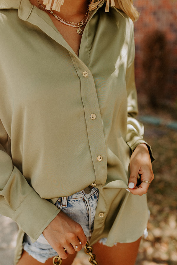 Simply Charmed Button Up Top In Sage • Impressions Online Boutique