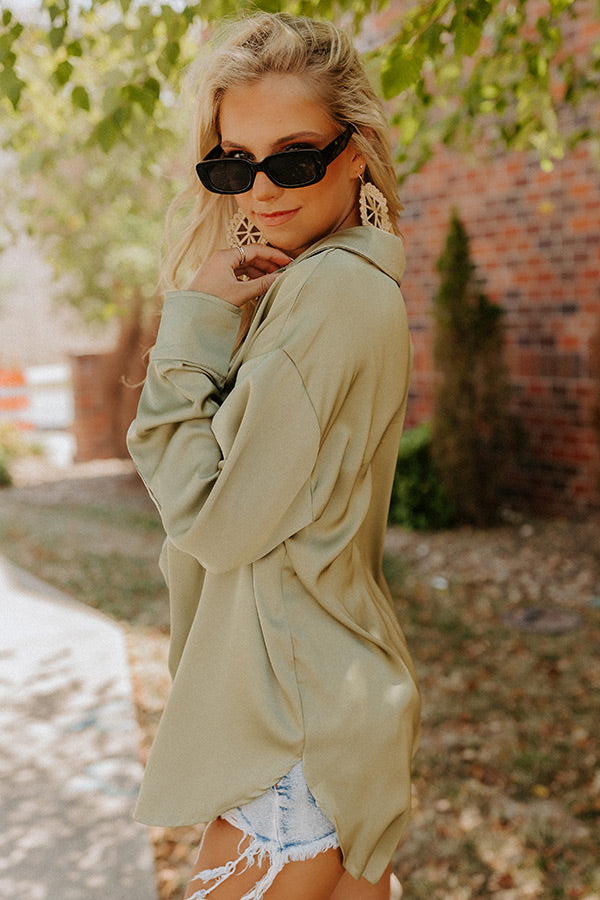 Simply Charmed Button Up Top In Sage • Impressions Online Boutique