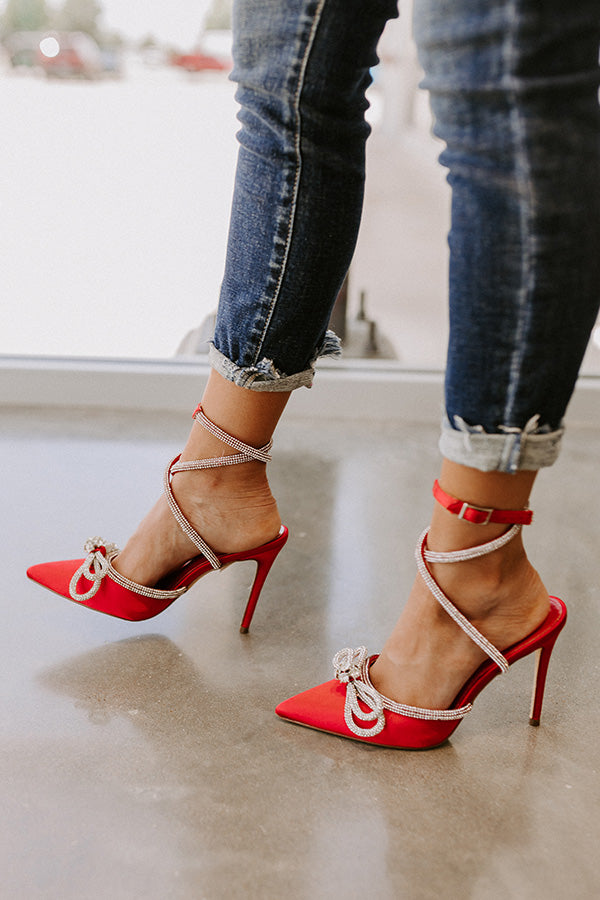 The Belmore Rhinestone Heel In Red • Impressions Online Boutique