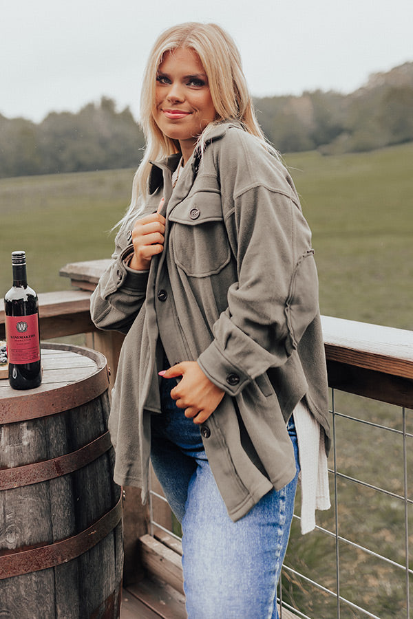 Wake Up Call Jacket In Olive Curves • Impressions Online Boutique