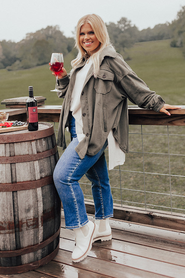 Wake Up Call Jacket In Olive Curves • Impressions Online Boutique