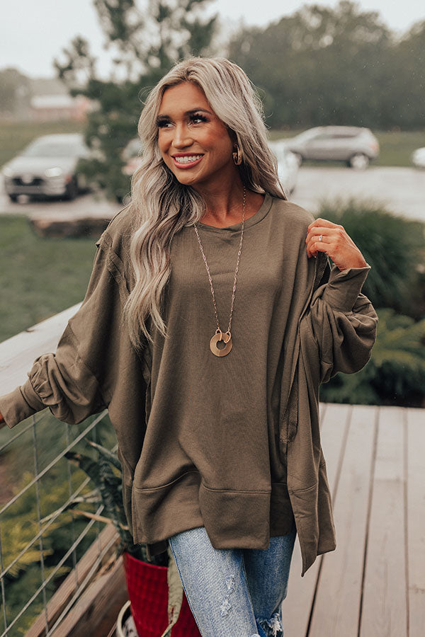 Quick To Cuddle Shift Top In Olive – Impressions Online Boutique