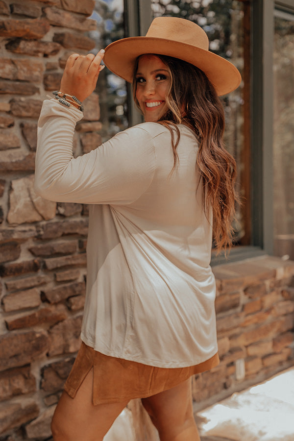 Casual Drop Shift Top In Cream Curves • Impressions Online Boutique