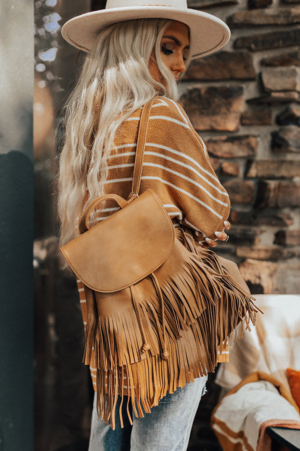 Chic Checklist Fringe Backpack In Khaki • Impressions Online Boutique