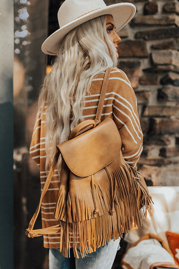 Chic Checklist Fringe Backpack In Khaki • Impressions Online Boutique
