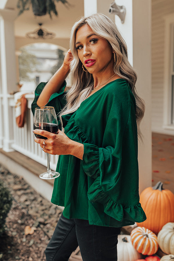 Time To Dance Ruffle Top in Hunter Green • Impressions Online Boutique