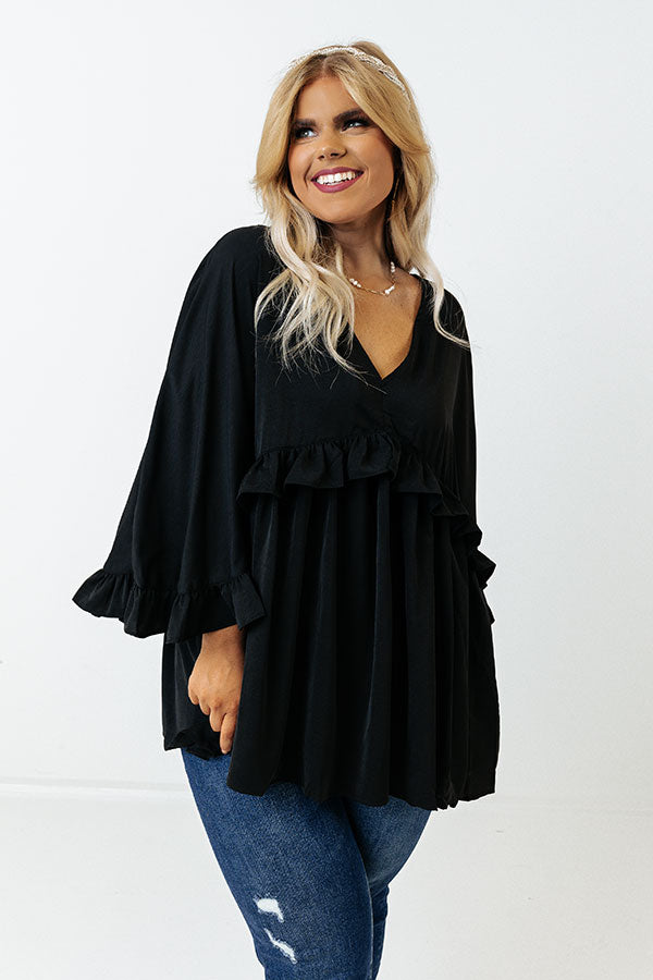 Time To Dance Ruffle Top In Black Curves – Impressions Online Boutique