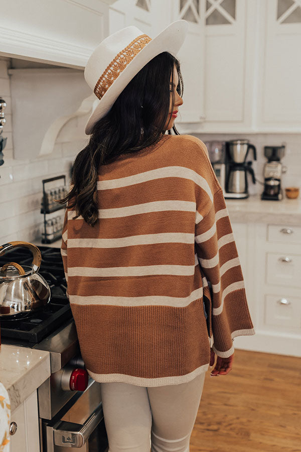 Capture A Memory Stripe Sweater In Iced Mocha • Impressions Online Boutique