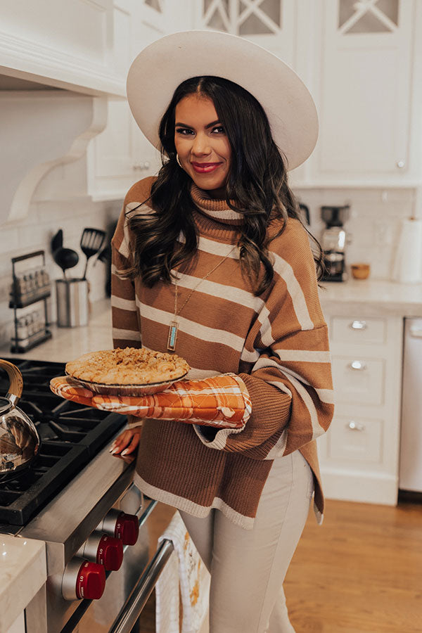 Capture A Memory Stripe Sweater In Iced Mocha • Impressions Online Boutique