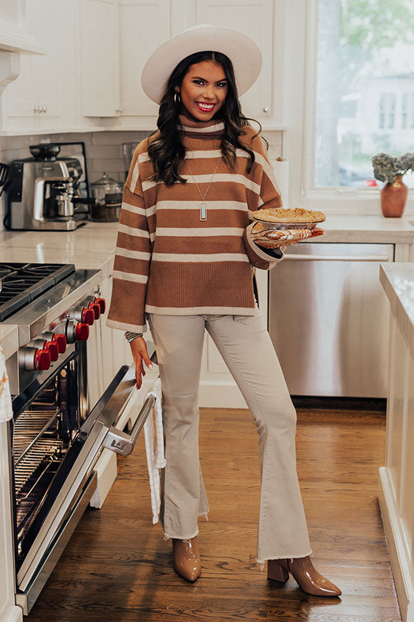 Capture A Memory Stripe Sweater In Iced Mocha • Impressions Online Boutique