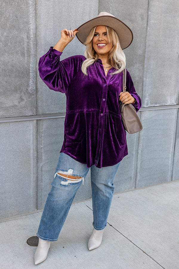 Apple Cider Sips Velvet Top In Purple Curves • Impressions Online Boutique