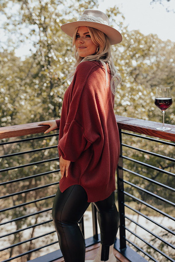 Full Of Warmth Tunic Sweater In Dark Rust Curves • Impressions Online ...