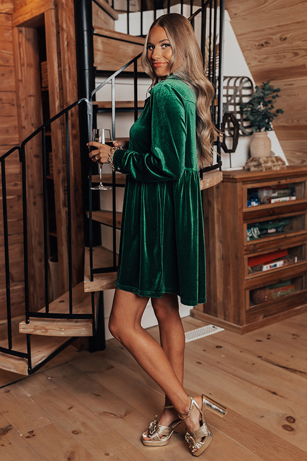 Apple Cider Sips Velvet Dress In Green • Impressions Online Boutique