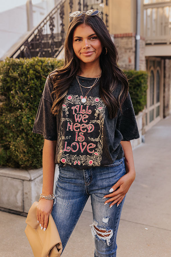 All We Need Is Love Distressed Graphic Tee • Impressions Online Boutique