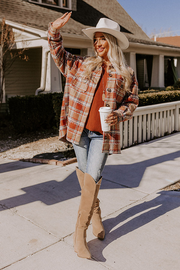 Cozy Cabin Vibes Plaid Jacket In Rust • Impressions Online Boutique