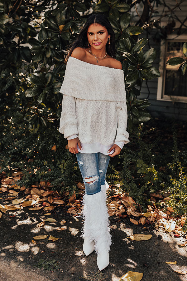 Curl Up And Get Cozy Knit Sweater In White • Impressions Online Boutique