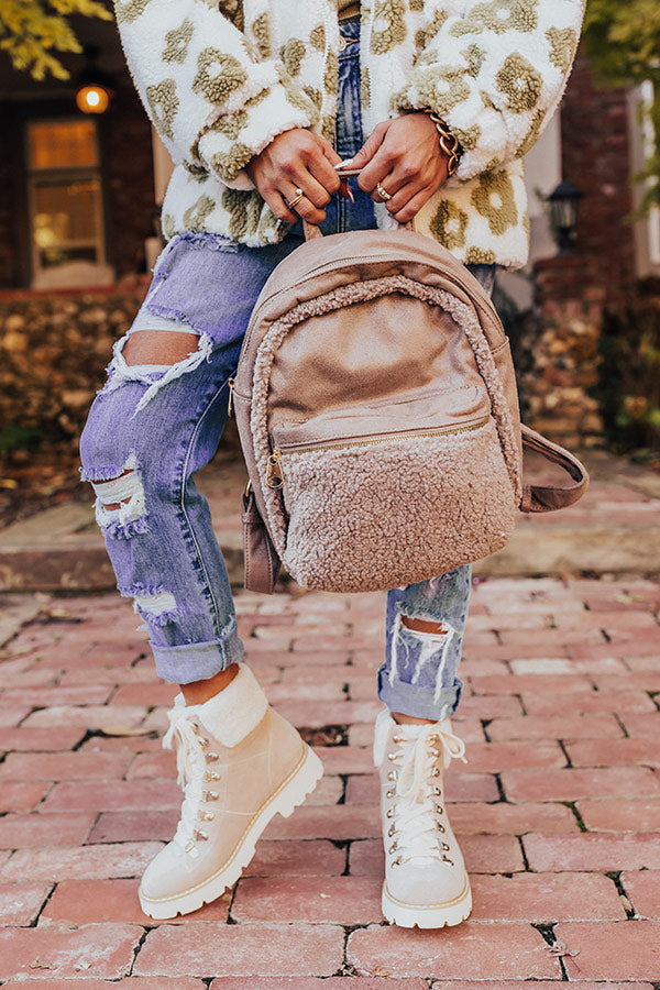 Autumn Color Sherpa Backpack In Taupe • Impressions Online Boutique