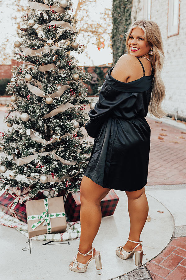 More Pinot, Please Satin Dress In Black Curves • Impressions Online ...