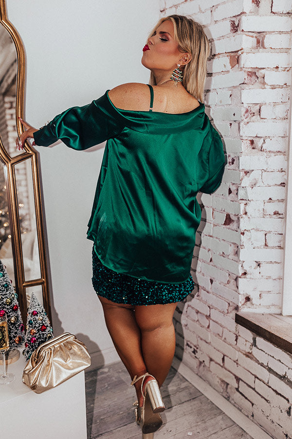 Date Night Ready Satin Top In Hunter Green Curves • Impressions Online ...