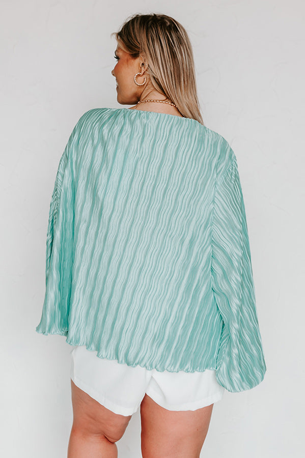 Posh Days Pleated Shift Top in Aqua Curves • Impressions Online Boutique