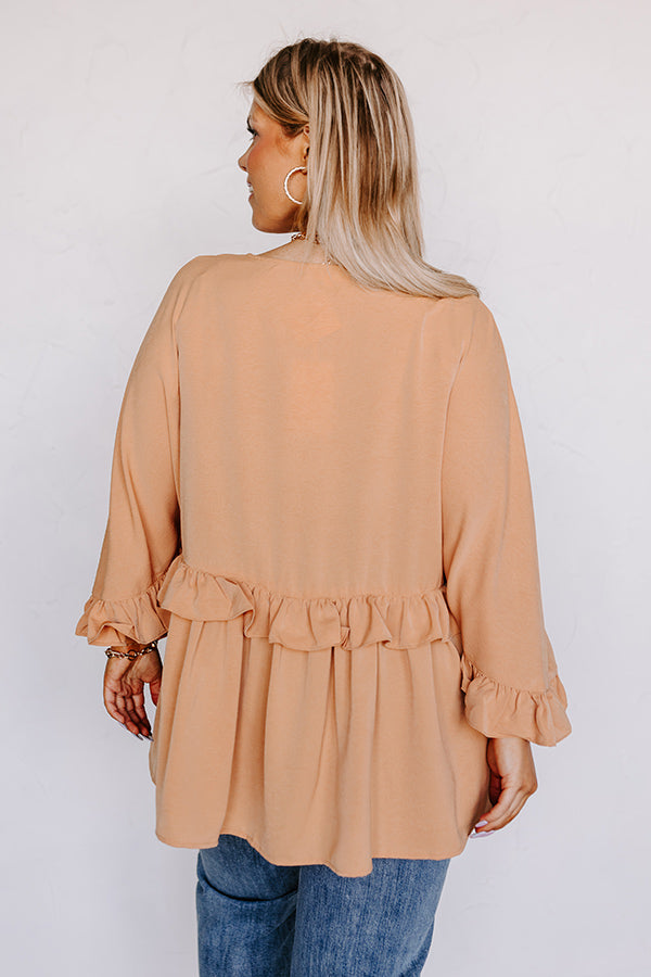 Time To Dance Ruffle Top In Camel Curves – Impressions Online Boutique