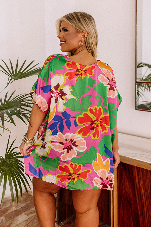 Swoop In Shift Tunic In Pink Curves • Impressions Online Boutique