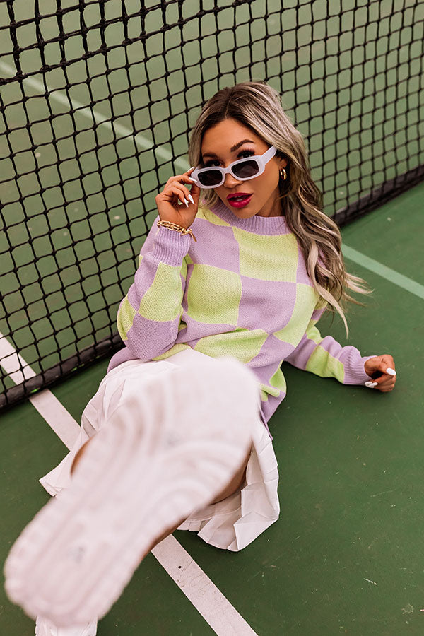 Collegiate Charm Checkered Sweater • Impressions Online Boutique