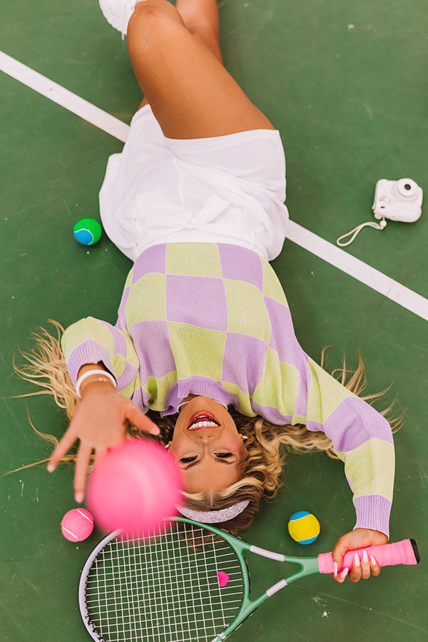 Collegiate Charm Checkered Sweater • Impressions Online Boutique