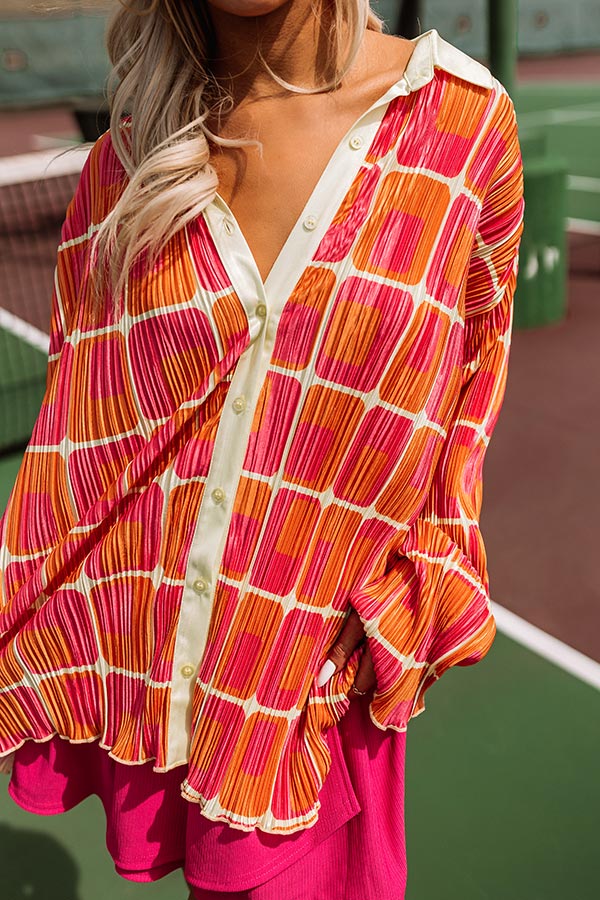 Brilliant And Charming Pleated Button Up • Impressions Online Boutique
