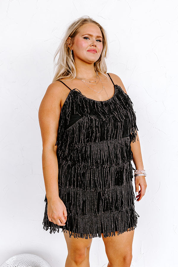 Music City Magic Fringe Mini Dress in Black Curves • Impressions Online ...