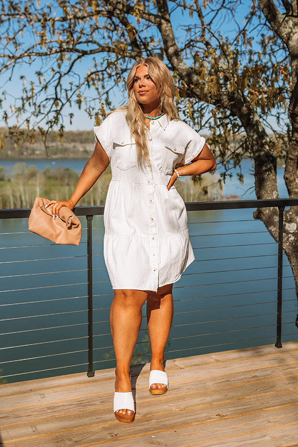 Genuine Reaction Denim Dress In Ivory Curves • Impressions Online Boutique