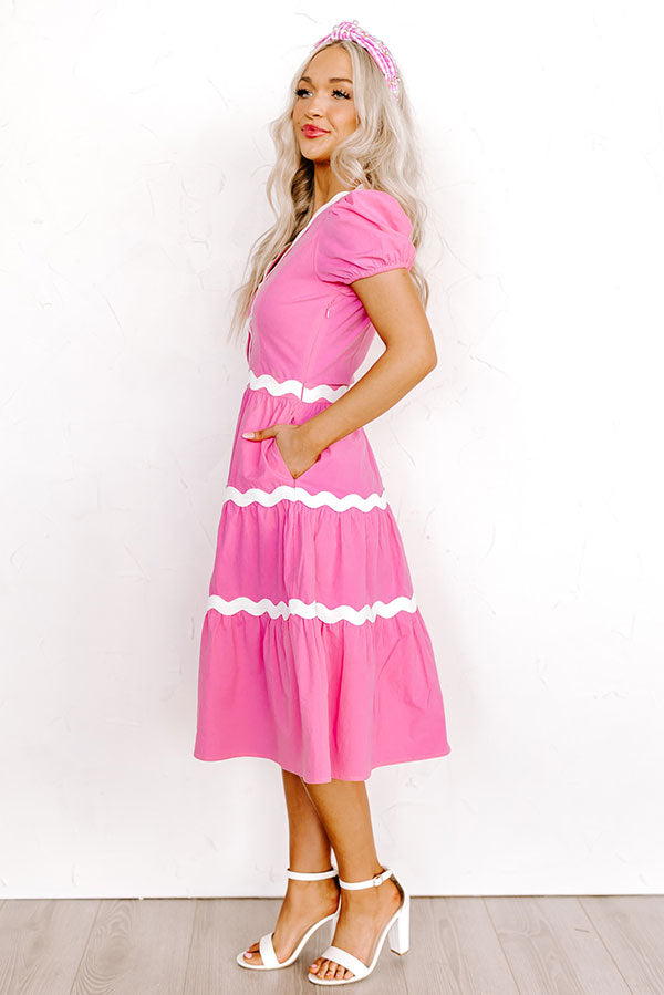 The Westerly Midi Dress In Bubblegum Pink • Impressions Online Boutique