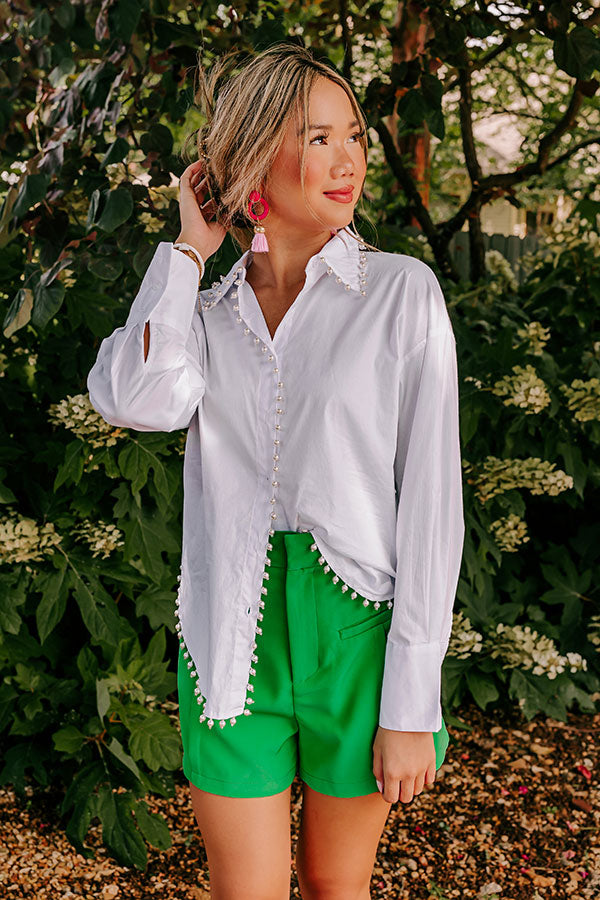 Luxe Debut Embellished Button Up in White • Impressions Online Boutique