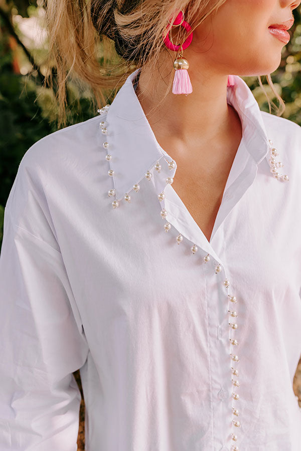 Luxe Debut Embellished Button Up in White • Impressions Online Boutique